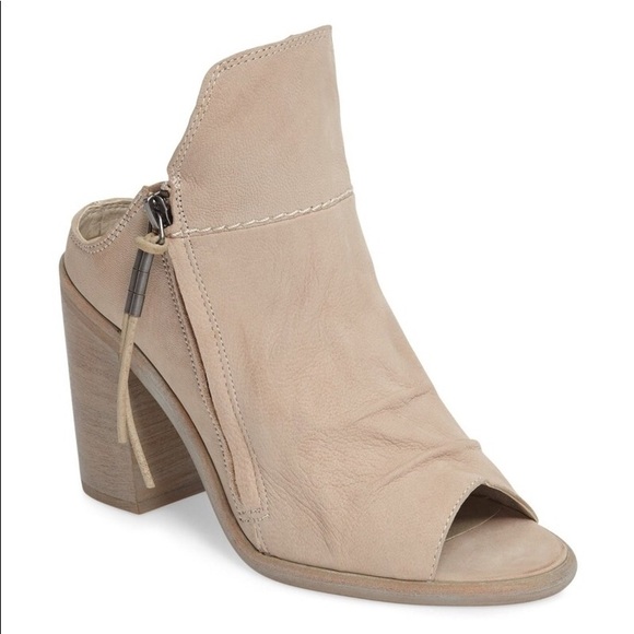 Anthropologie | Shoes | Cream Nubuck Leather Peep Toe Backless Mule ...